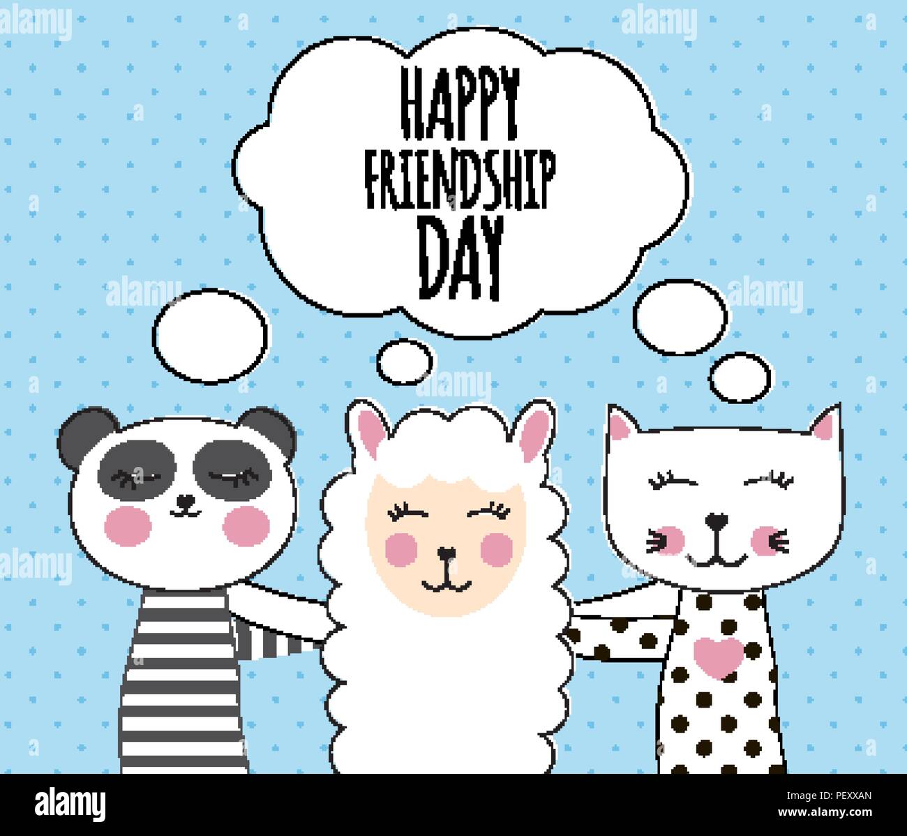 Little cute llama, panda and cat. Best Friend Concept. Happy friendship ...