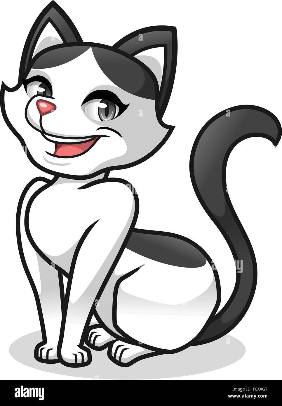 Pretty cat cartoon character design vector illustration Stock Vector ...