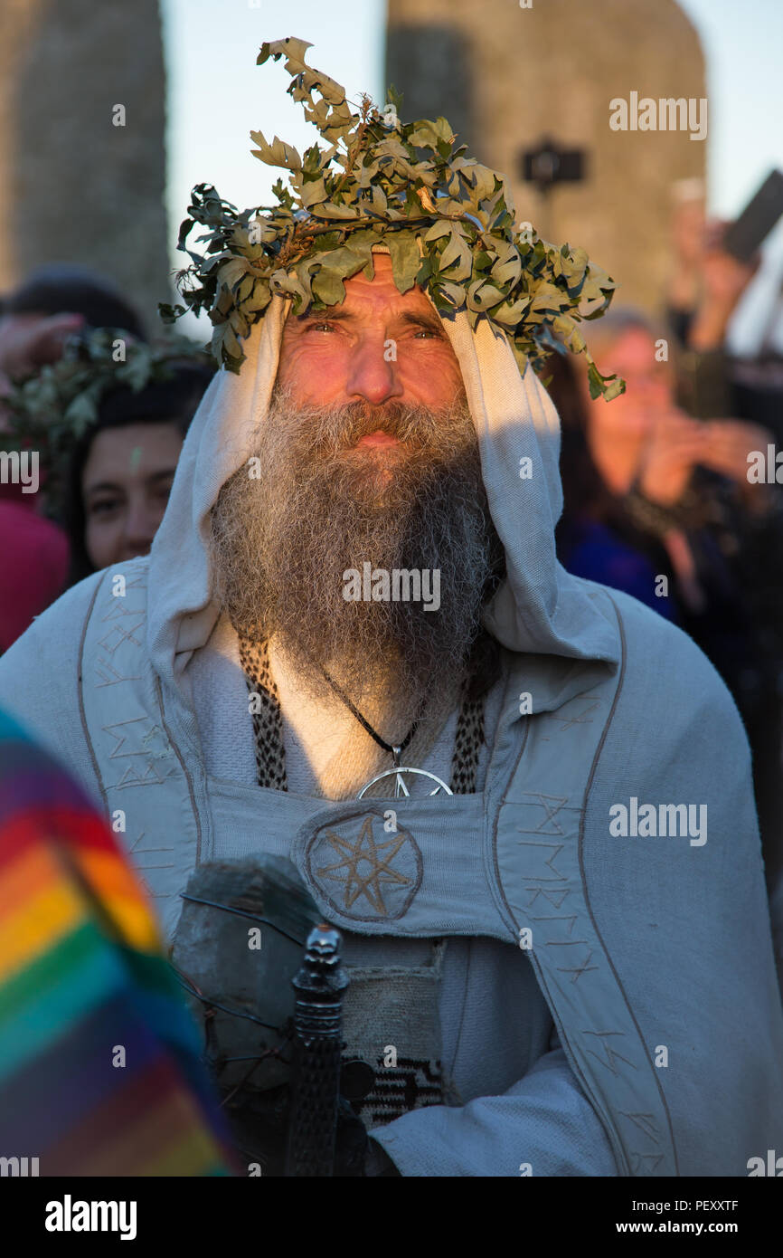 Stonehenge Pagan man with beard and robes Stock Photo - Alamy