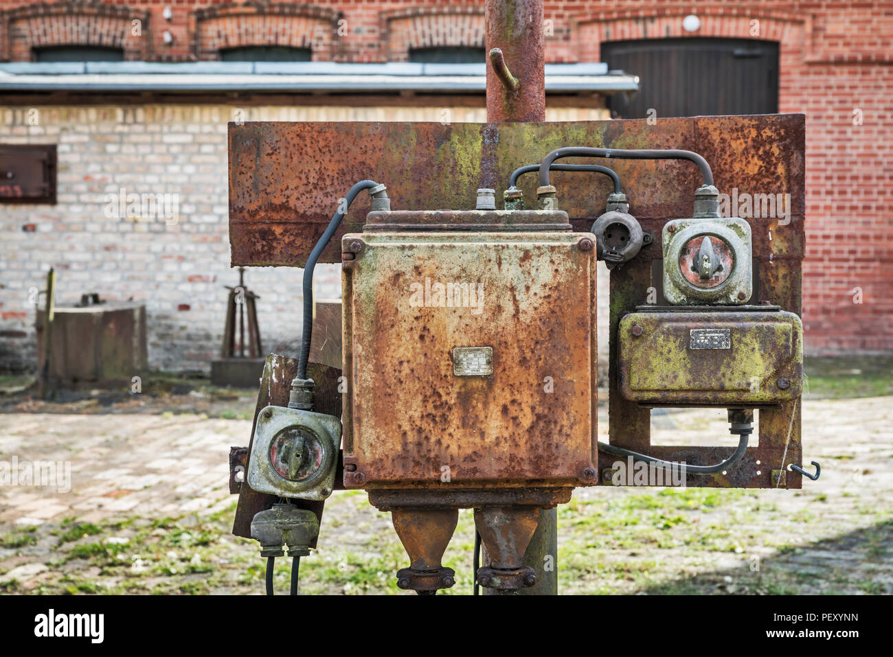 Detail view of an old electrical installation Stock Photo - Alamy