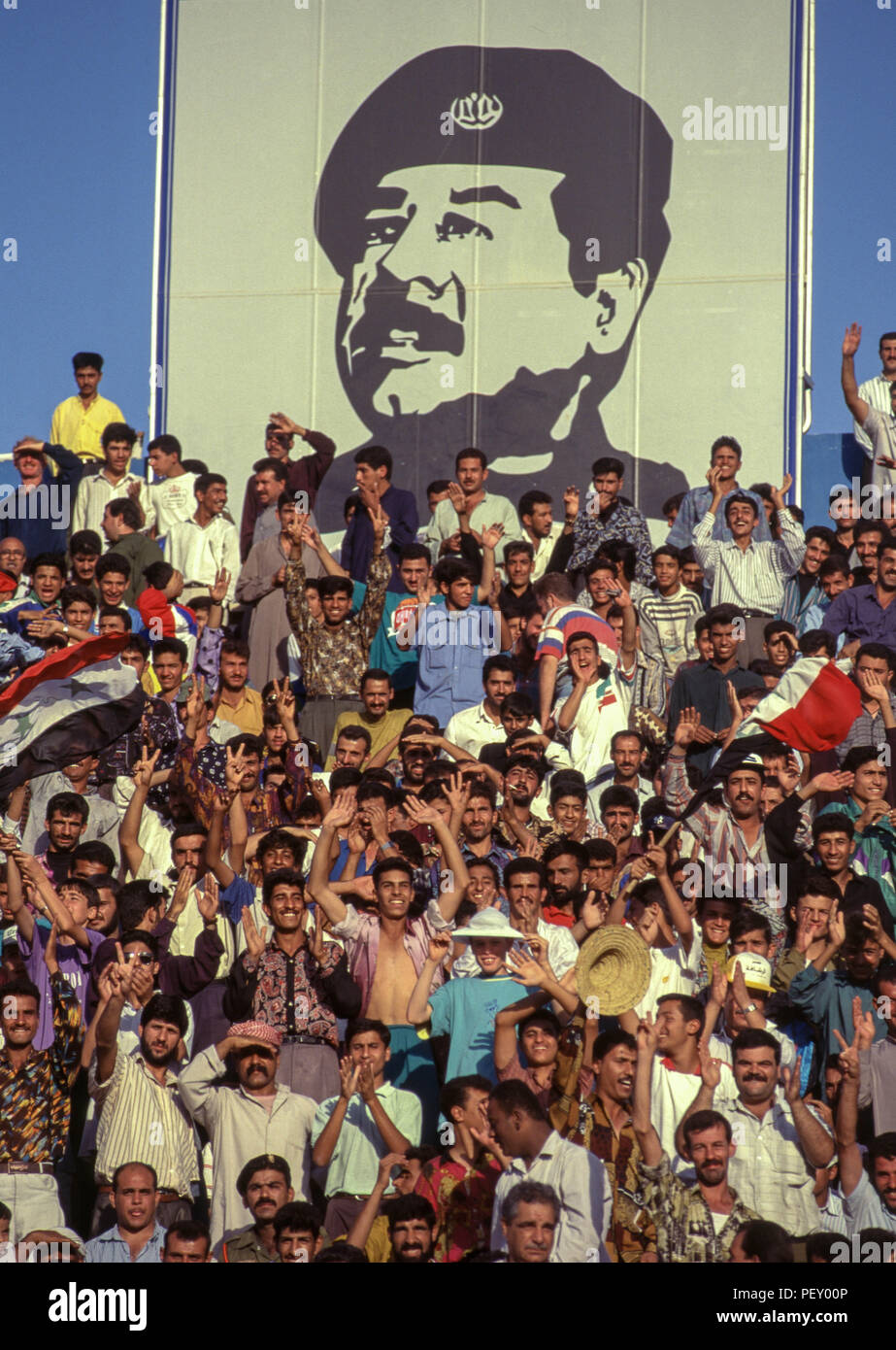 Baghdad, Iraq - 11 October 1995 - In the run up to voting, a football ...