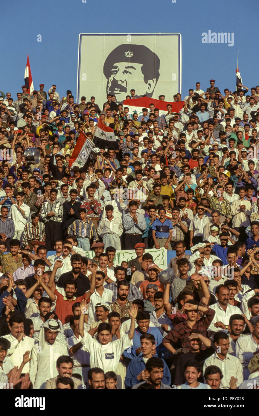Baghdad, Iraq - 11 October 1995 - In the run up to voting, a football ...
