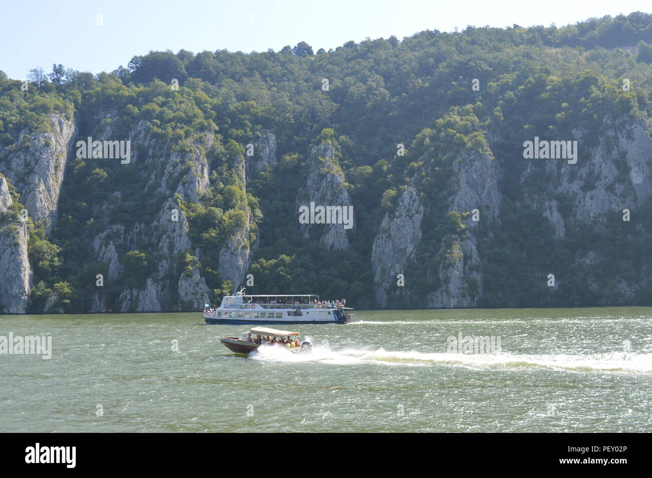 Boats on the Danube river Stock Photo - Alamy