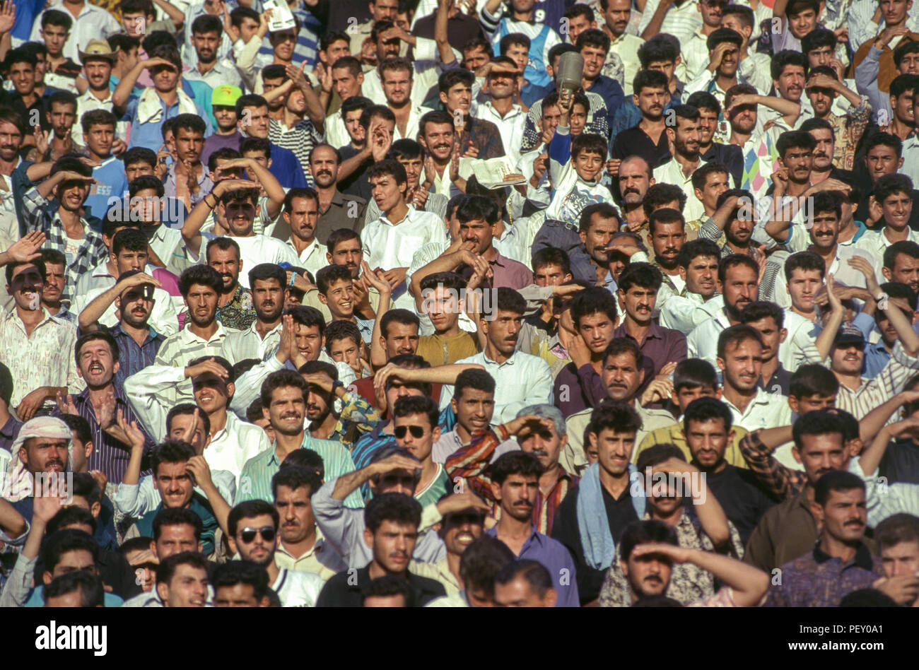 Baghdad, Iraq - 11 October 1995 - In the run up to voting, a football ...