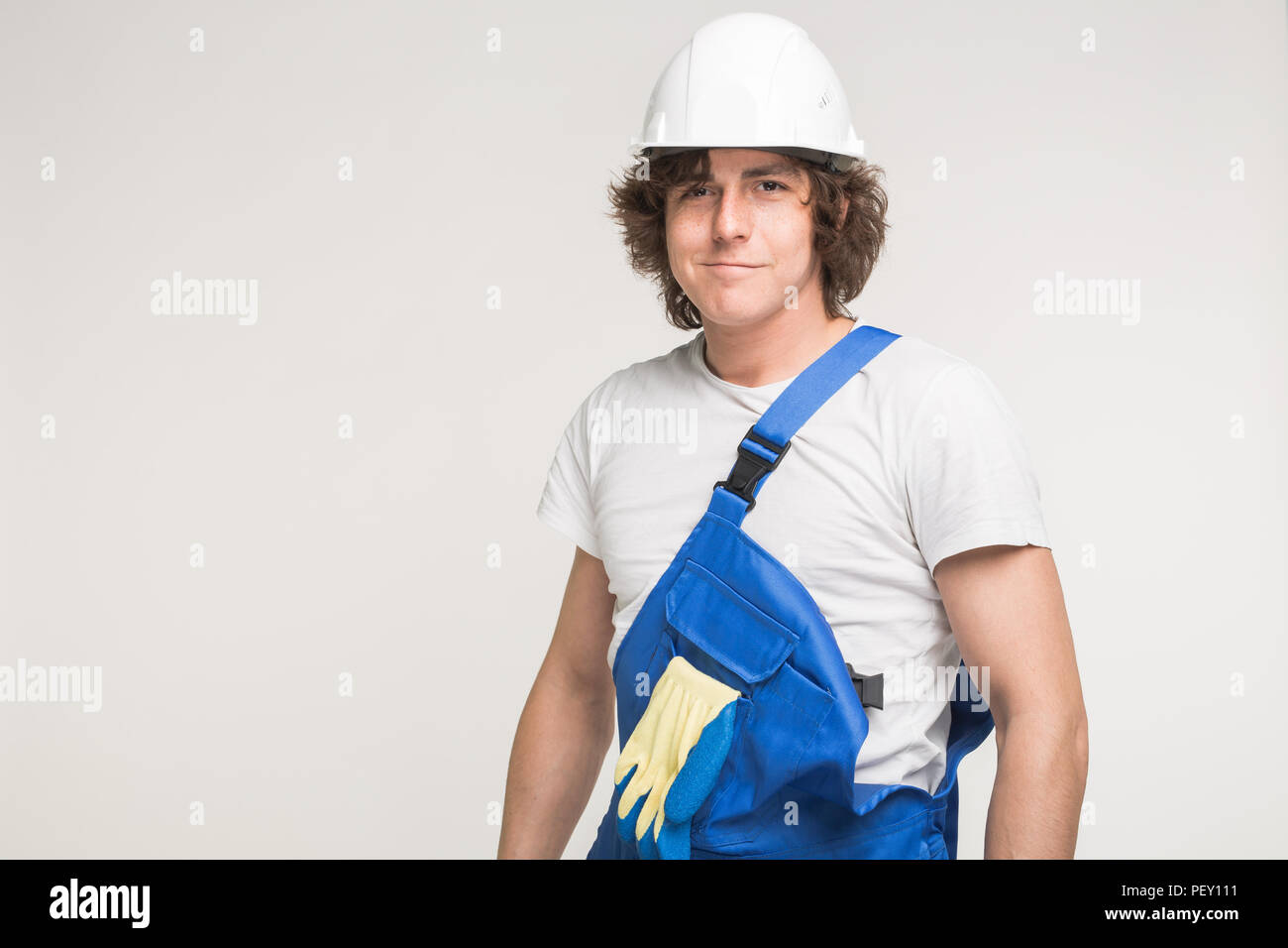 Construction, building and workers concept - Closeup portrait of ...