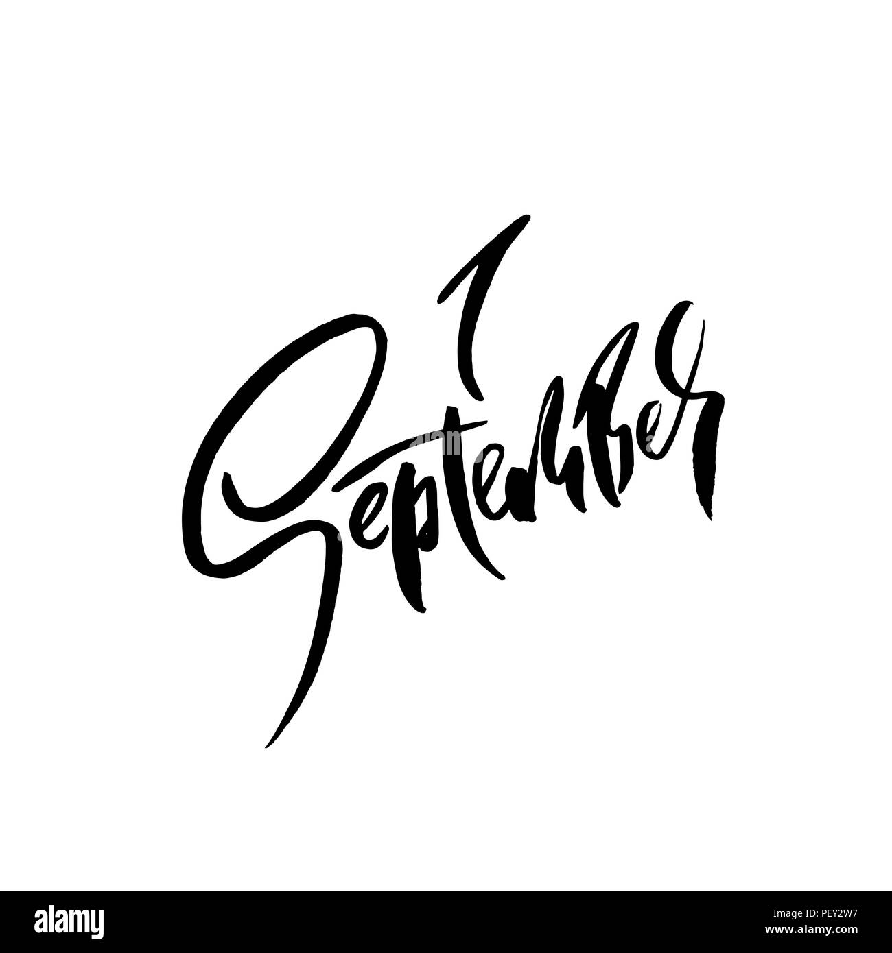 1 september. Chalk textured modern simple lettering. Vector ...