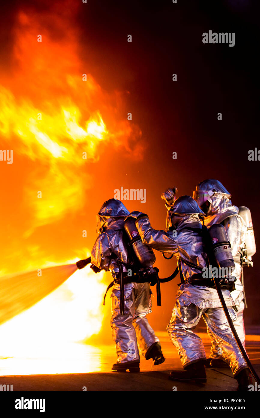 Marines extinguish a fire during a controlled burn training exercise ...
