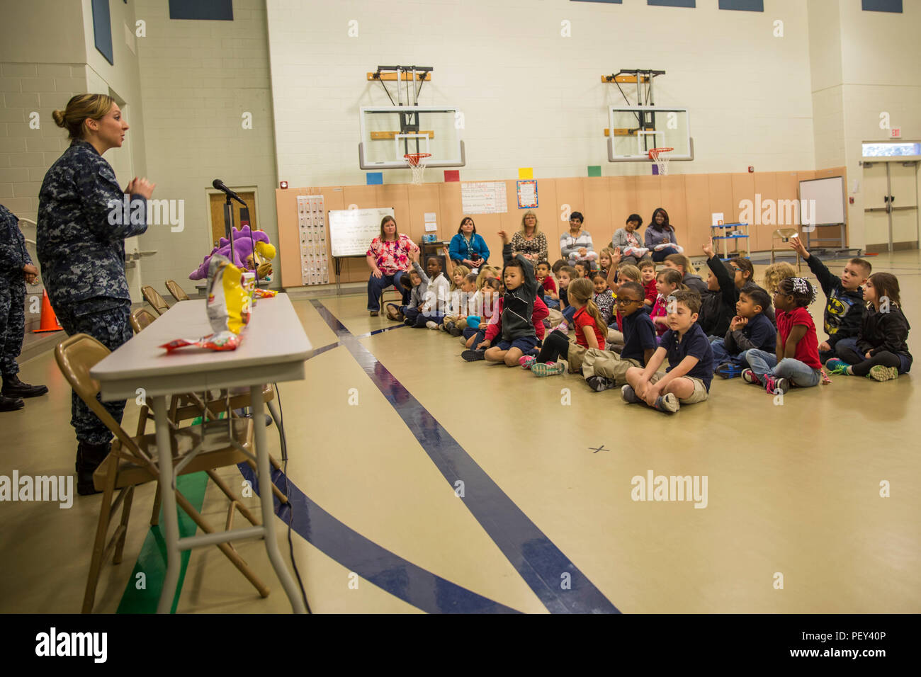 Students at Bolden Elementary/ Middle School aboard Laurel Bay get a demonstration on the ...
