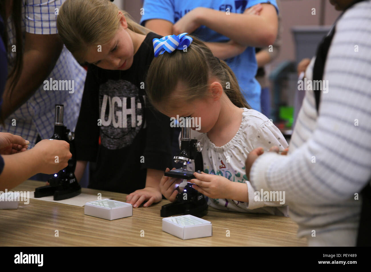 Brinley Long, 6, daughter of Brandi Long, military spouse, peers ...