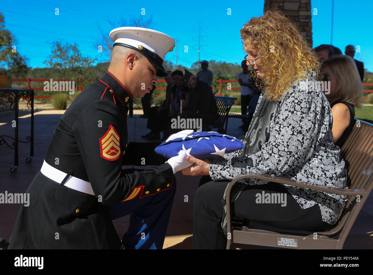 Staff Sgt. Caba presents the American flag to the daughter of the ...