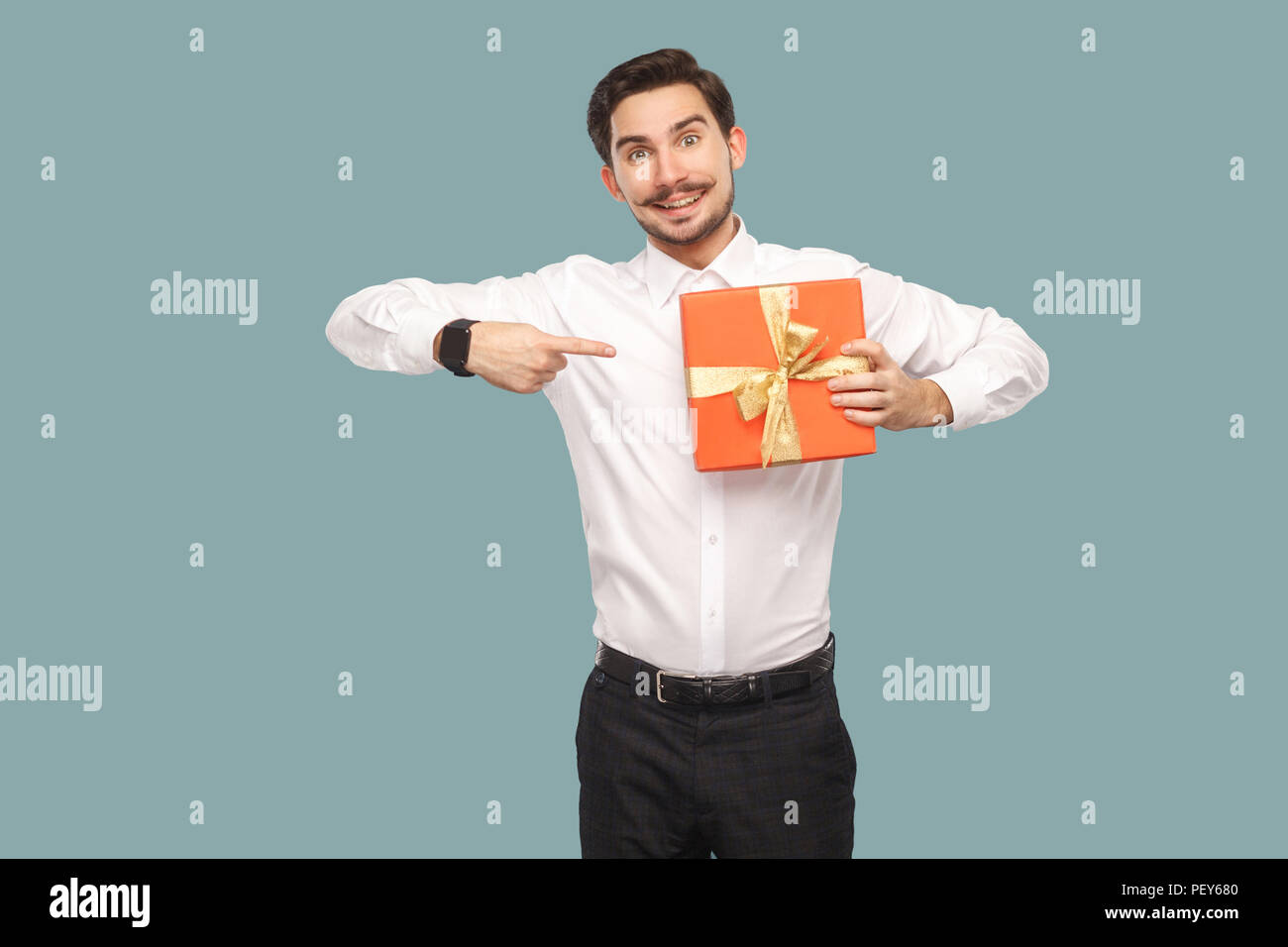 Happy bearded man in white hi-res stock photography and images - Alamy