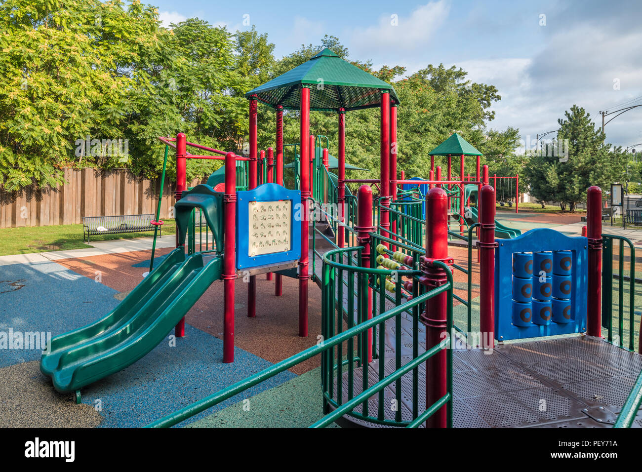 Playground equipment in public park Stock Photo - Alamy