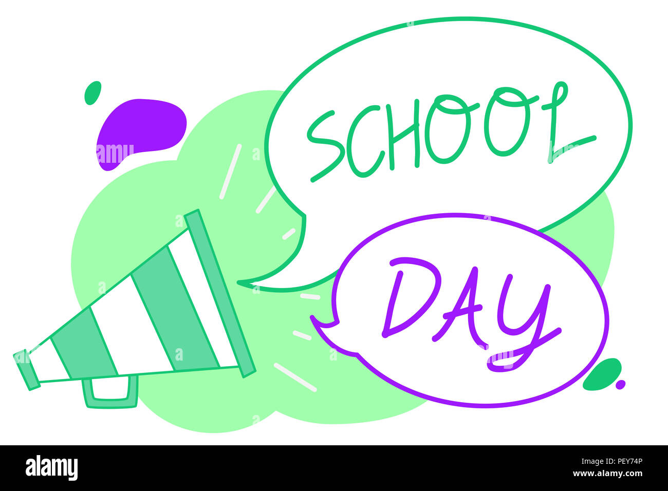 Handwriting text School Day. Concept meaning starts from seven or eight ...