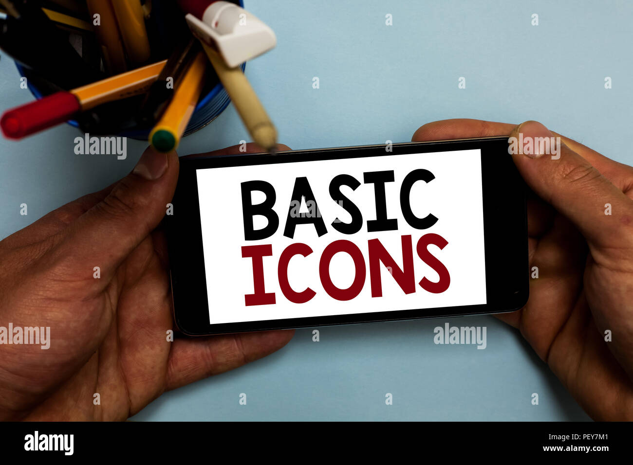 Conceptual hand writing showing Basic Icons. Business photo showcasing ...
