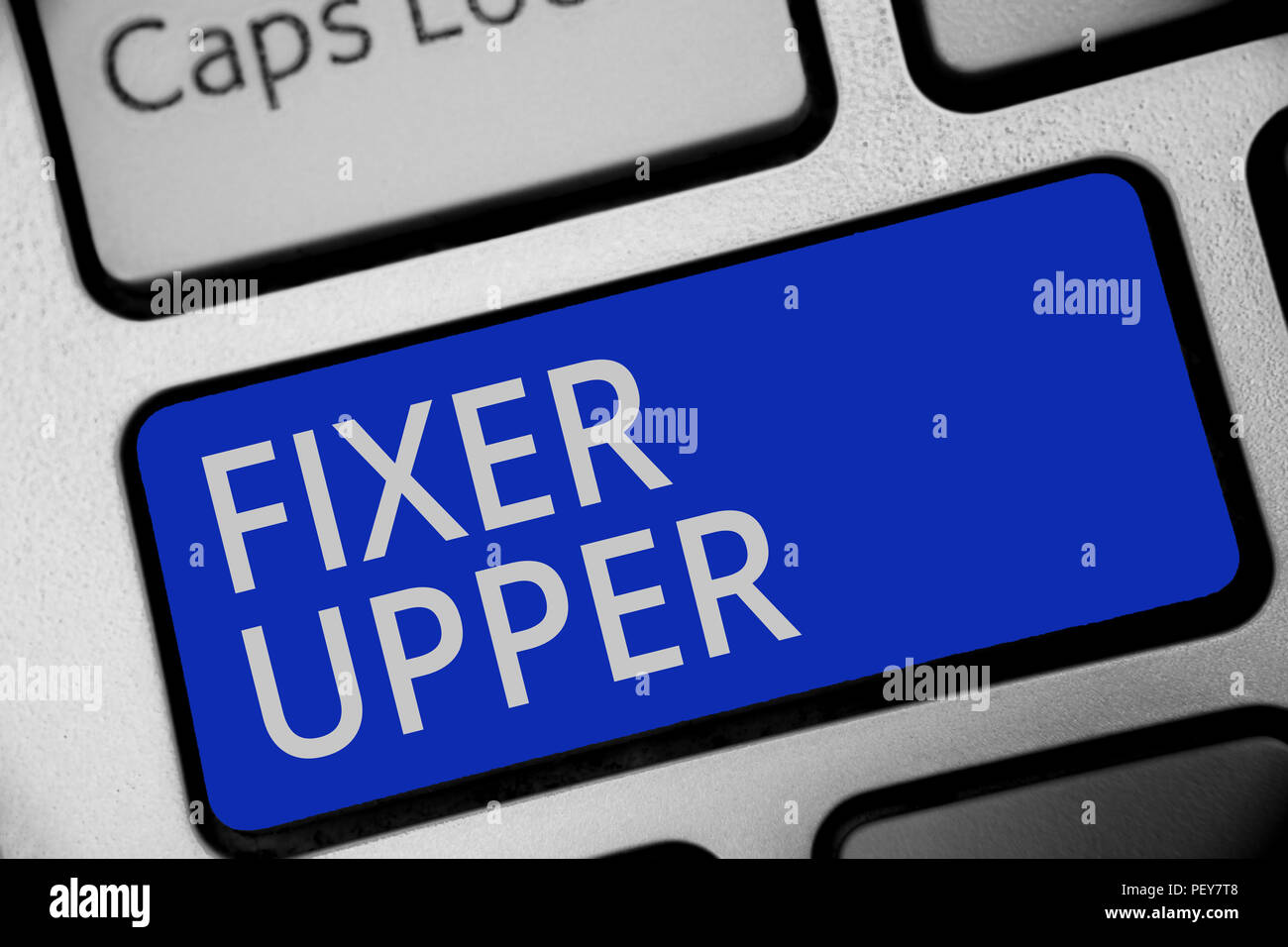 Handwriting text writing Fixer Upper. Concept meaning house in need of ...