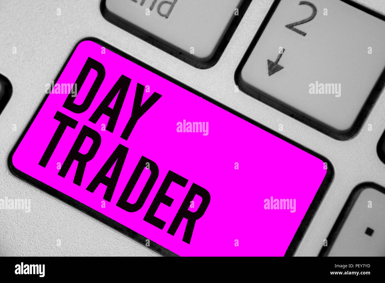 Text sign showing Day Trader. Conceptual photo A person that buy and ...
