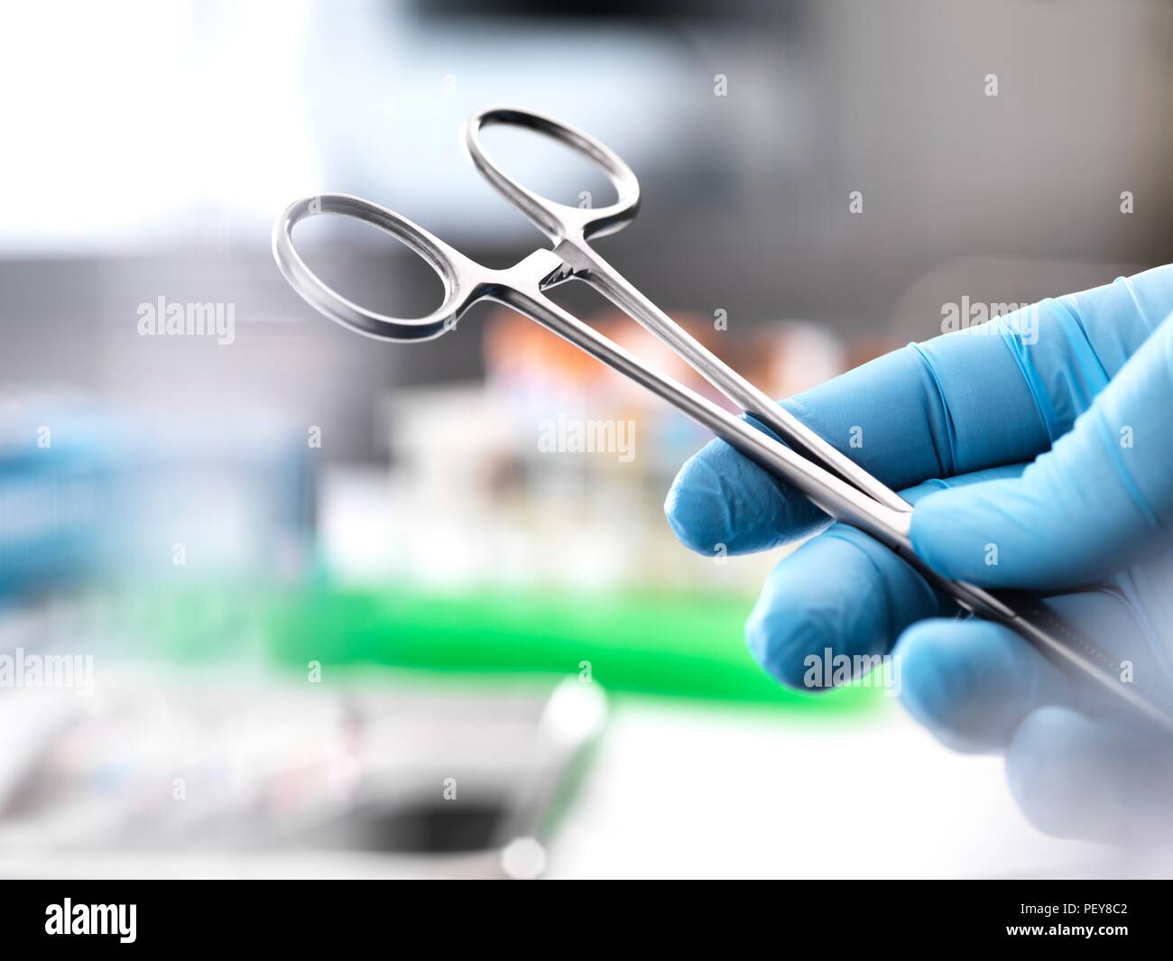 Close-up of surgical scissors in an operating theatre Stock Photo - Alamy