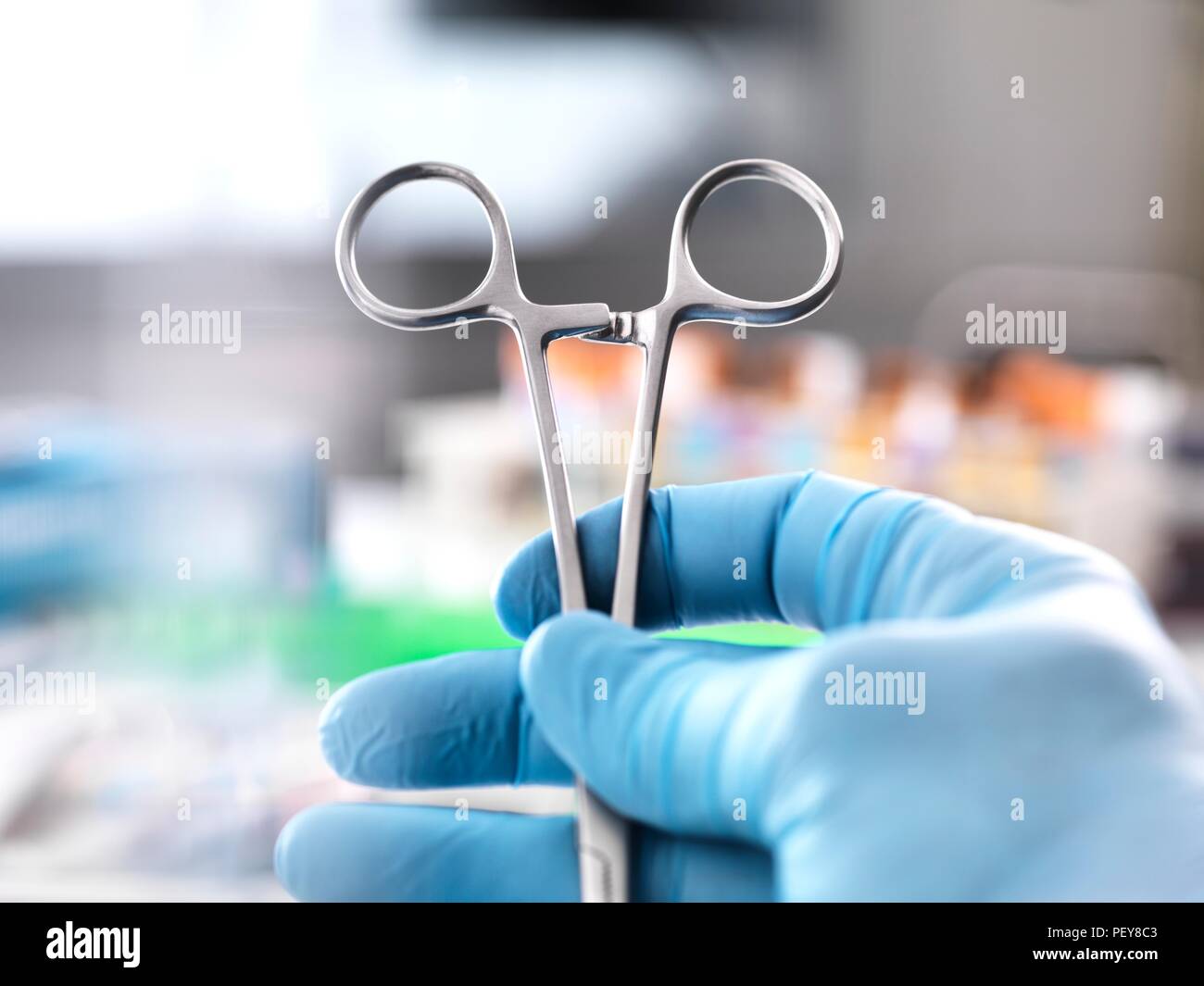 Close-up of surgical scissors in an operating theatre Stock Photo - Alamy