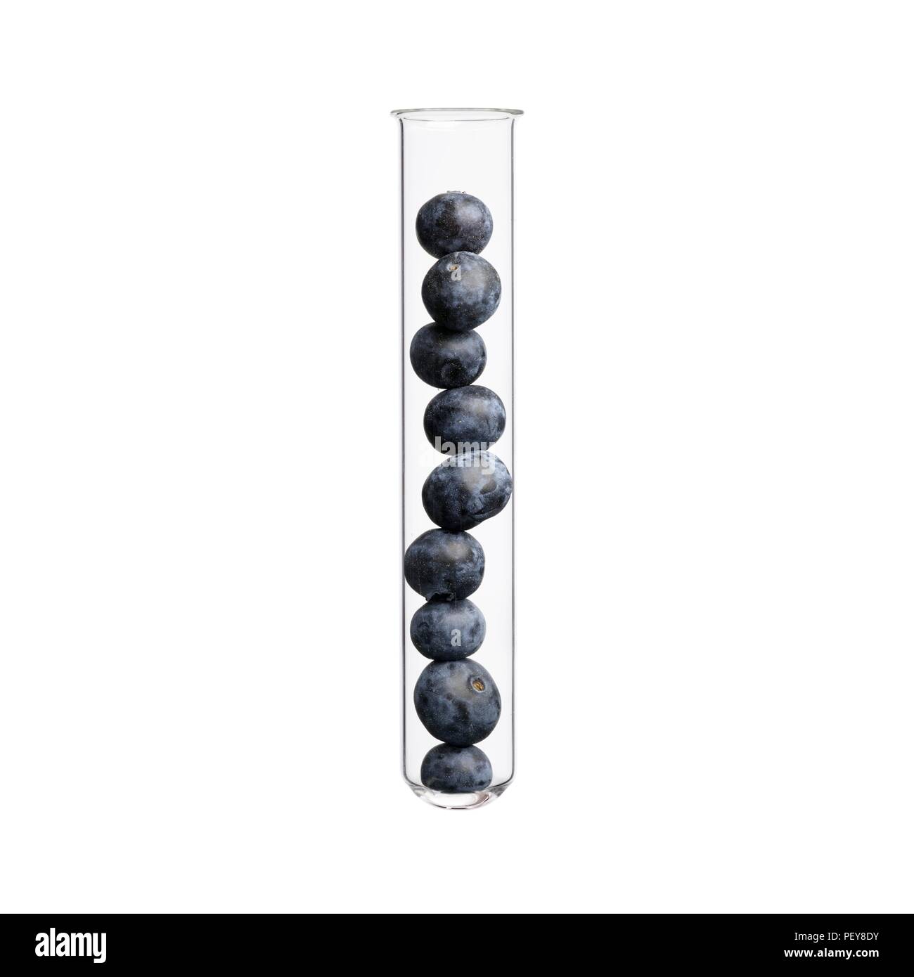 Blueberries in test tube, studio shot Stock Photo - Alamy