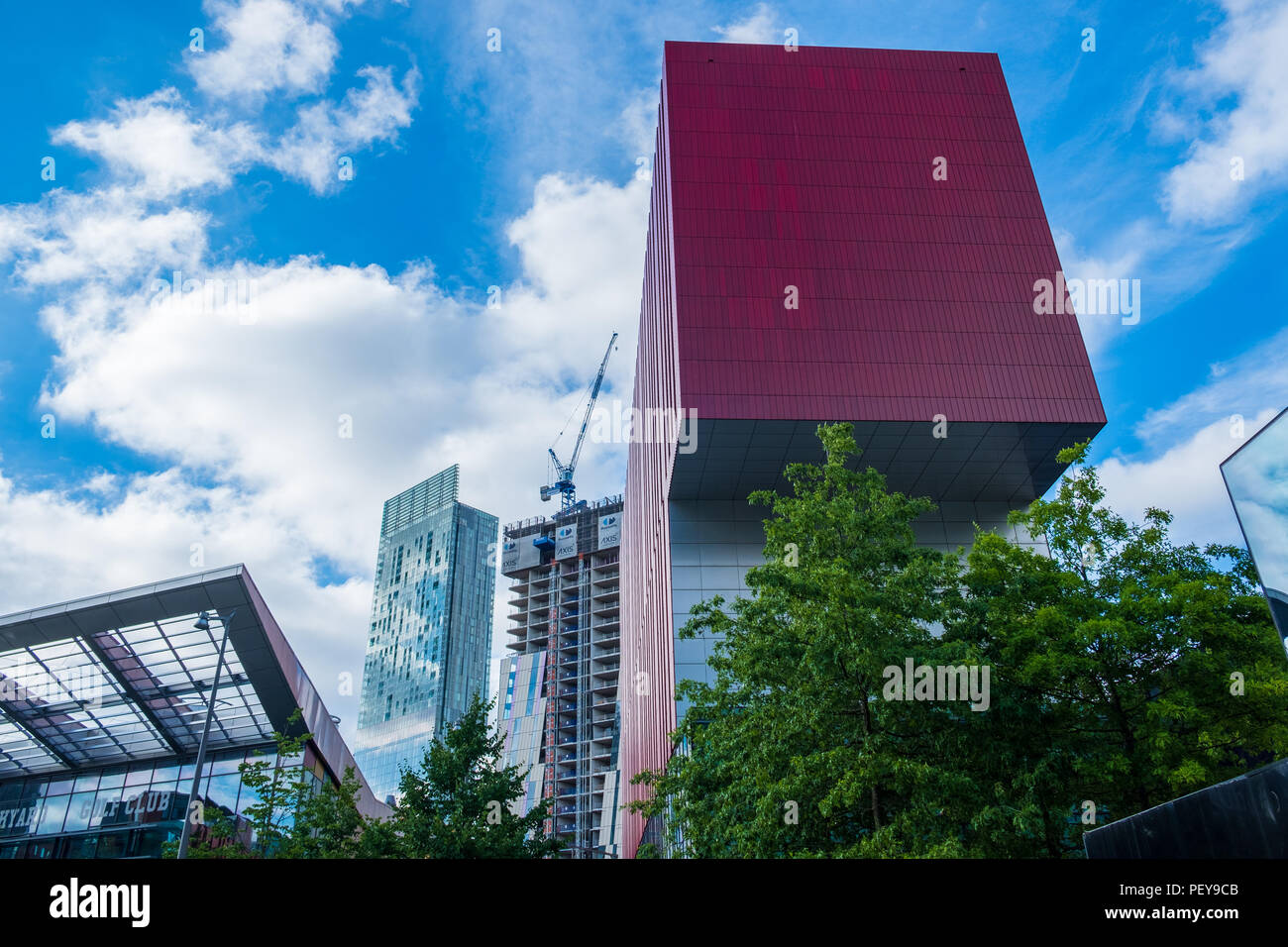 Manchester, United Kingdom - July 21, 2018: Modern buildings and new ...