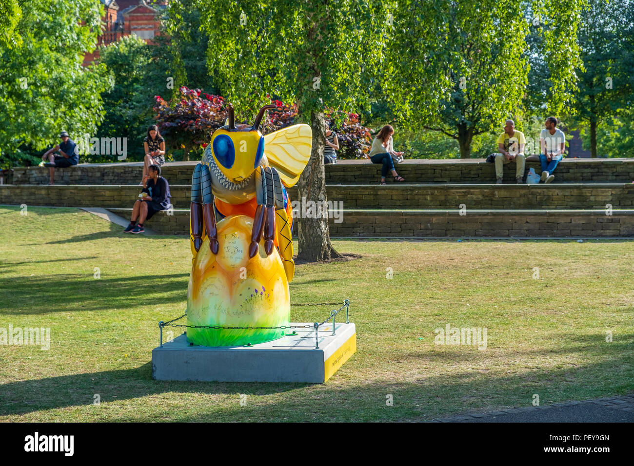 Manchester, United Kingdom - July 25, 2018: A Bee in the City sculpture ...