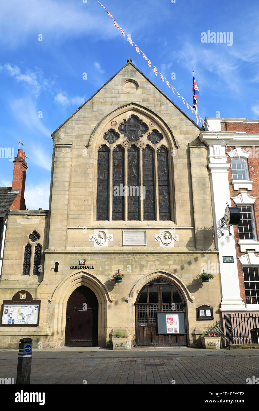 The Guildhall on Bore Street in the historic city of Lichfield, in ...