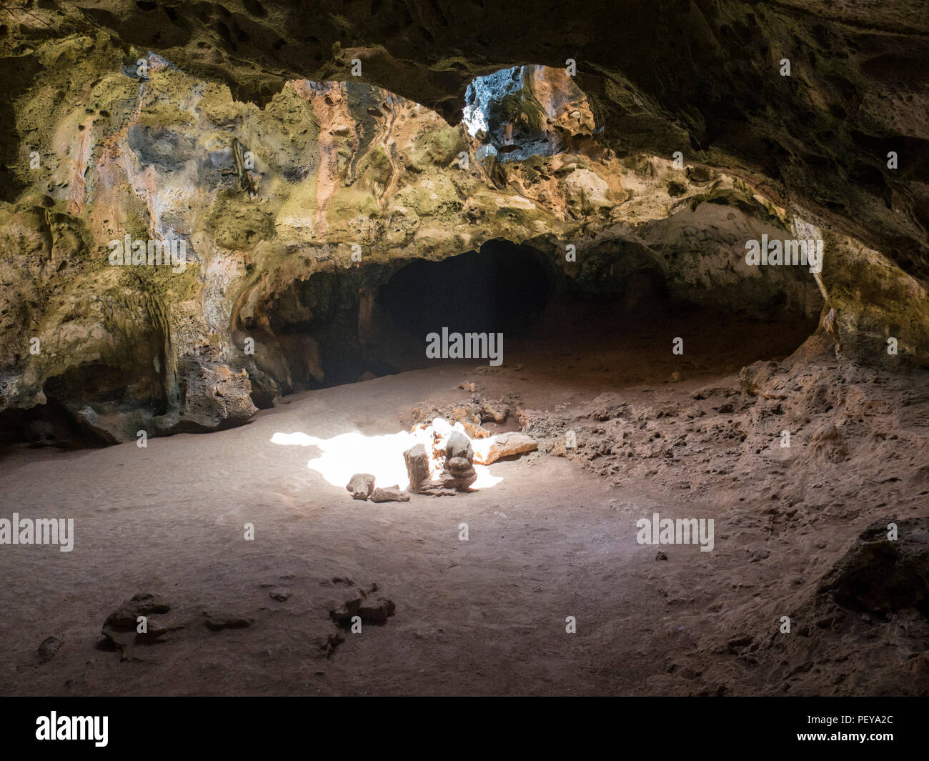 Quadirikiri Cave, limestone caves with petroglyphs & ceiling openings Arikok National Park ...
