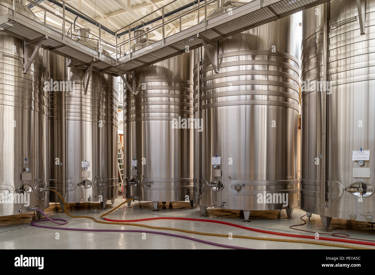 Wine tanks in the winery production area Stock Photo - Alamy