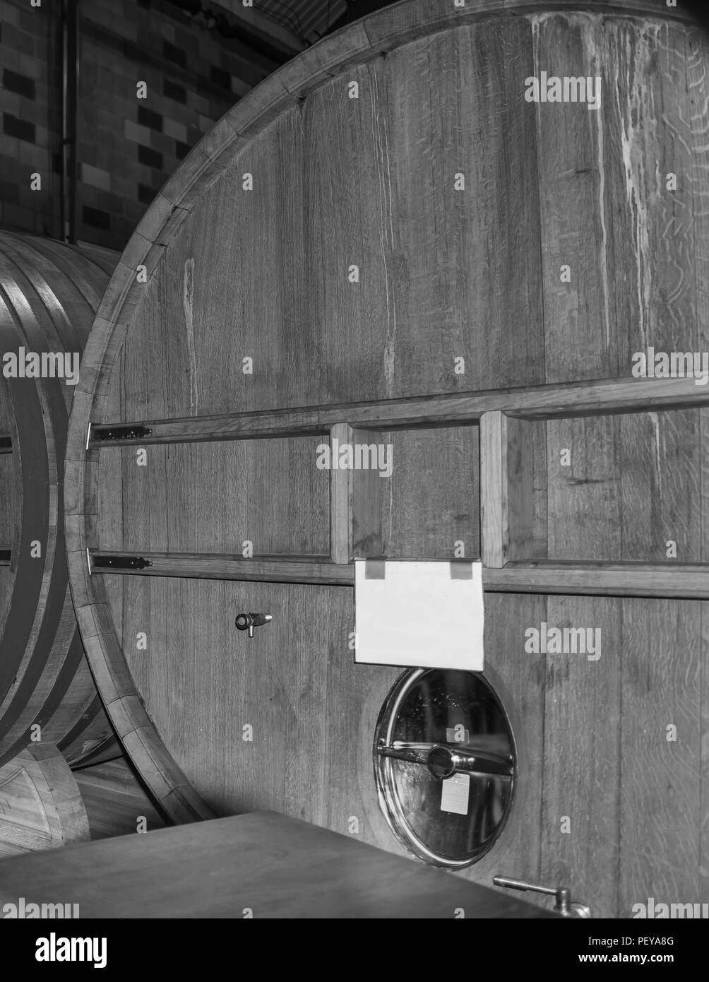 Huge wine cask in the warehouse Stock Photo - Alamy