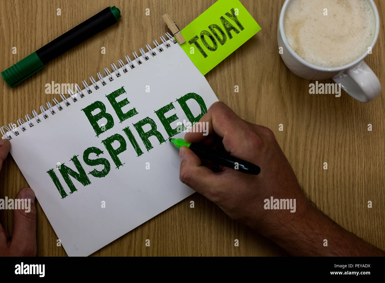 Conceptual hand writing showing Be Inspired. Business photo showcasing ...