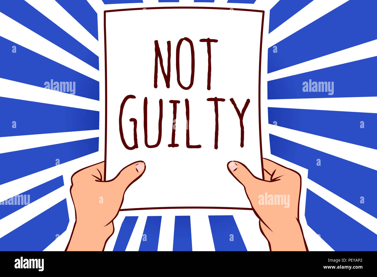 Writing note showing Not Guilty. Business photo showcasing someone is ...