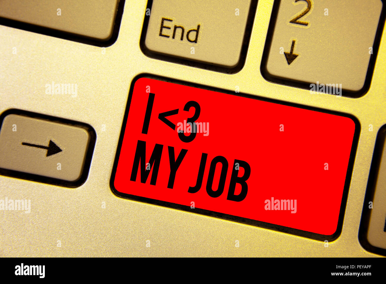 Handwriting text writing I love My Job. Concept meaning telling someone ...