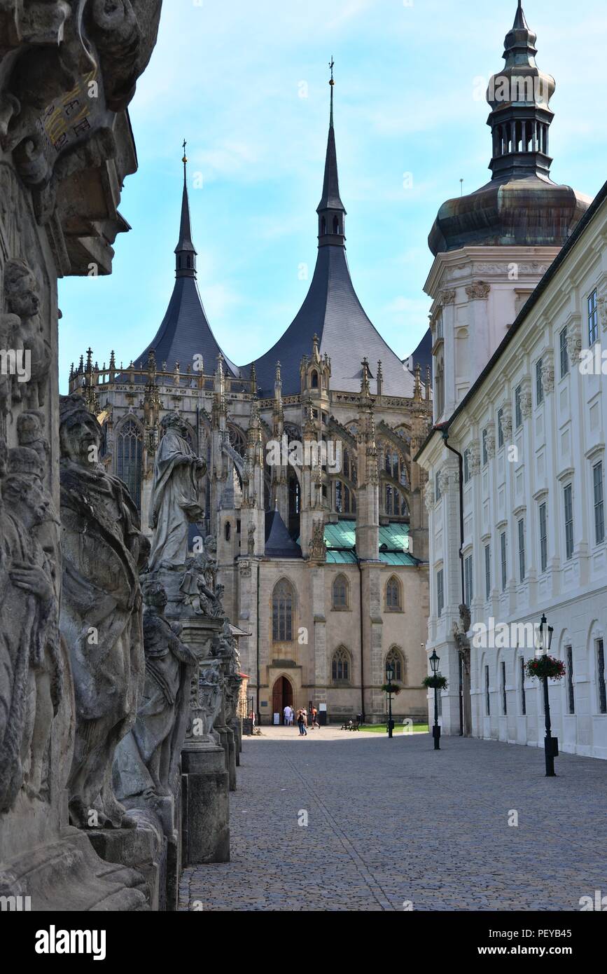 An evening view of Saint Barbara church in Kutna Hora, Czech republic ...