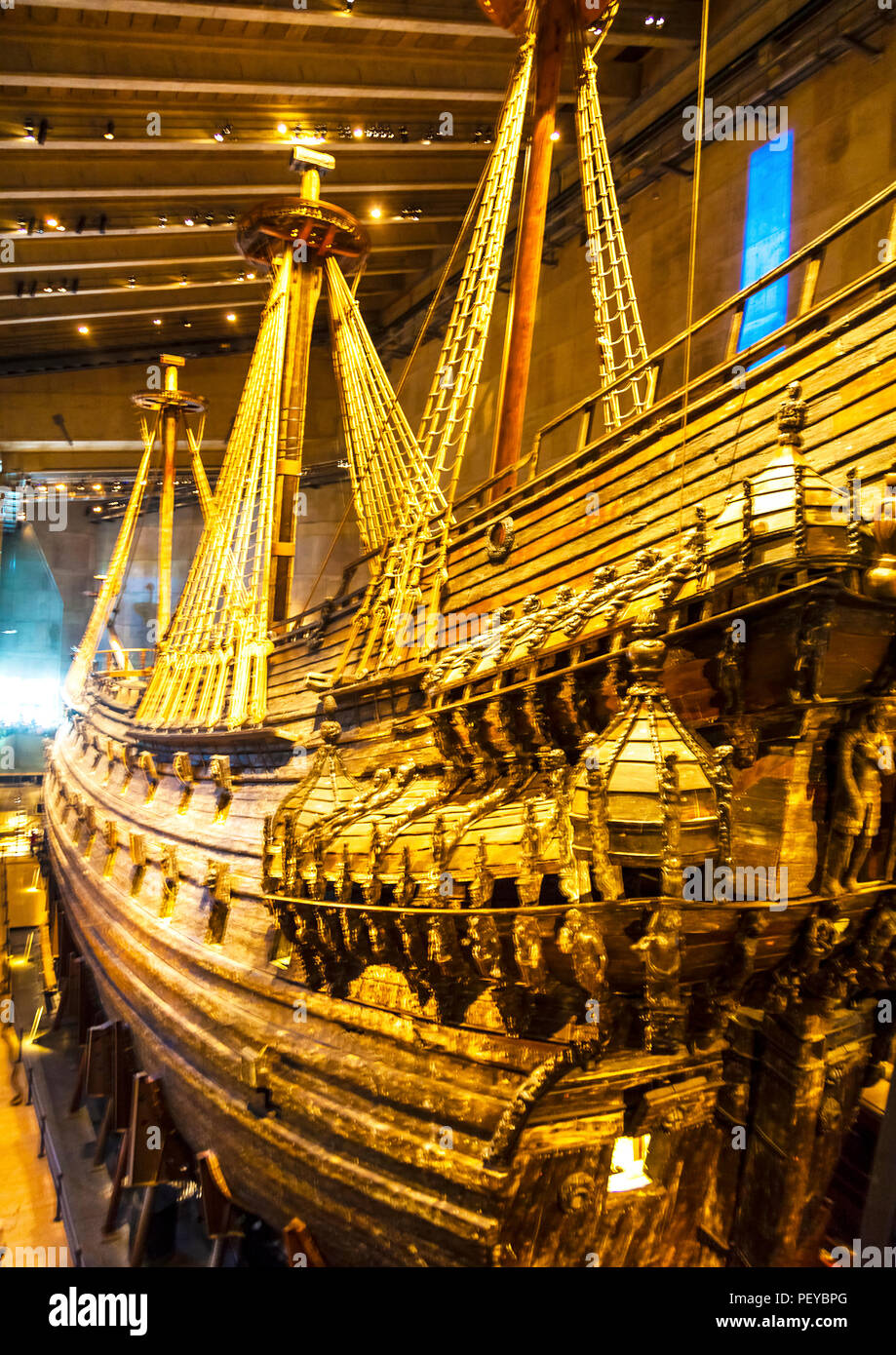 The Vasa, a wooden warship that sank on its maden voyage in 1628 in ...