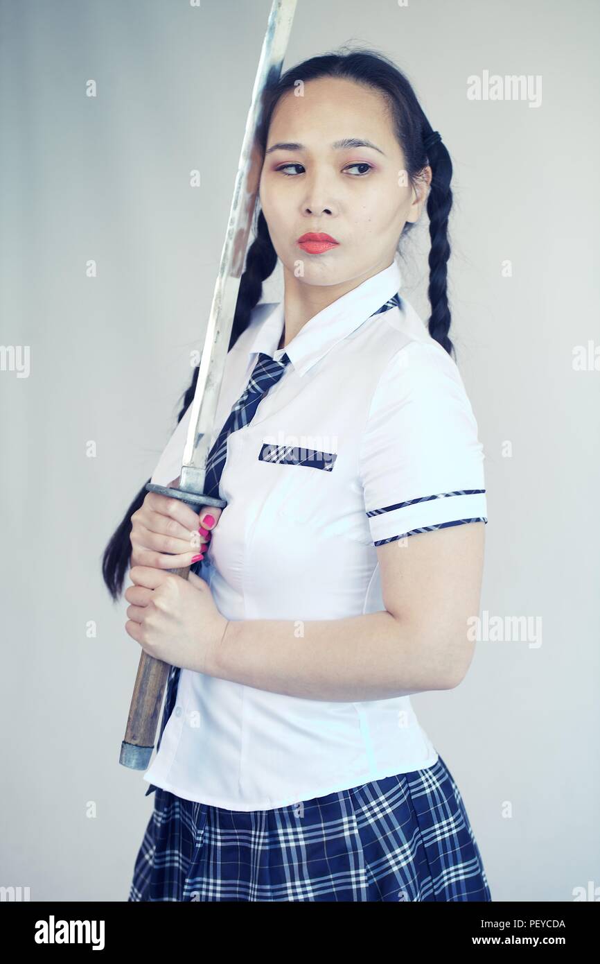 School Girl W Sword Samurai Girl School Manga My Free Photo On