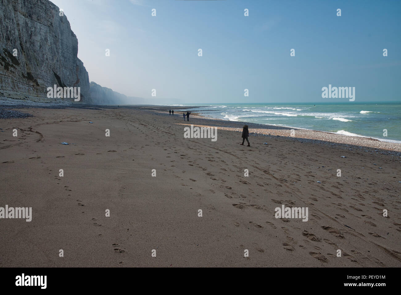 Beach with Cliffs in the Normandy Stock Photo - Alamy