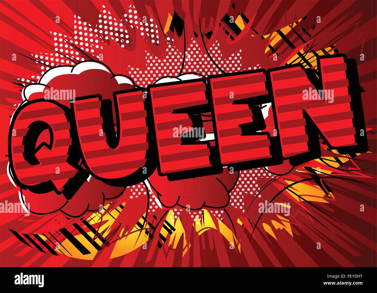 Queen (royal person) - Vector illustrated comic book style phrase Stock ...