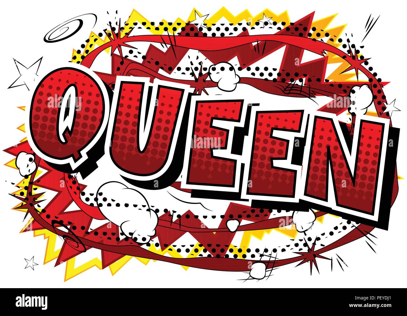 Queen (royal person) - Vector illustrated comic book style phrase Stock ...