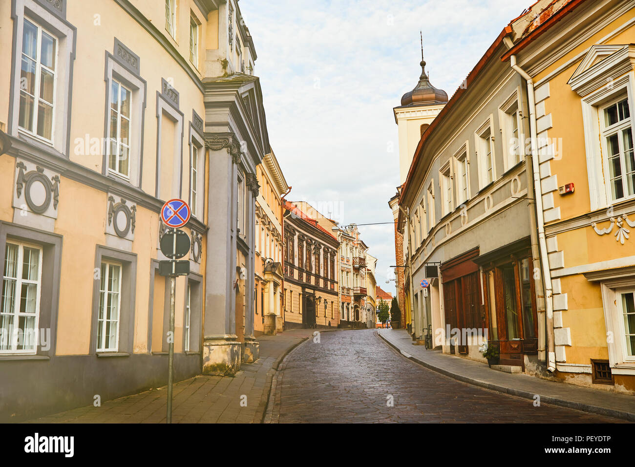 A street without people in the historic center of the capital of ...