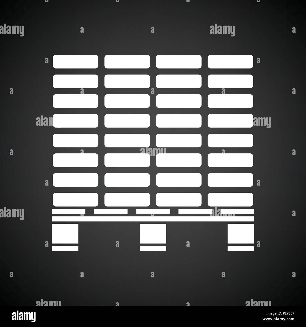 Icon of construction pallet . Black background with white. Vector ...
