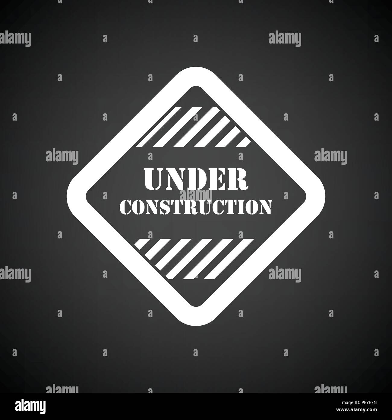 Icon of Under construction. Black background with white. Vector ...