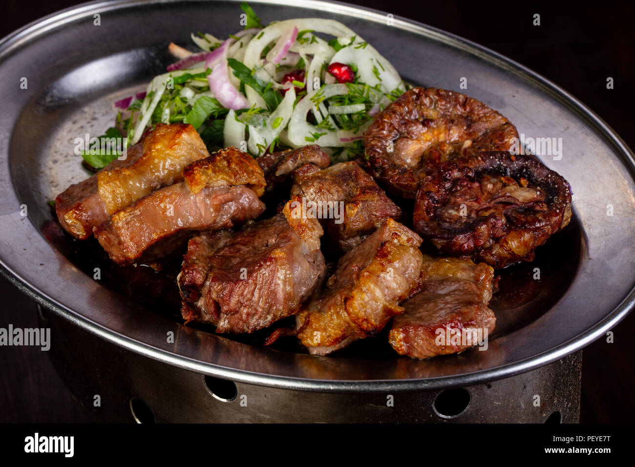 Grilled meat bbq plate mix Stock Photo - Alamy
