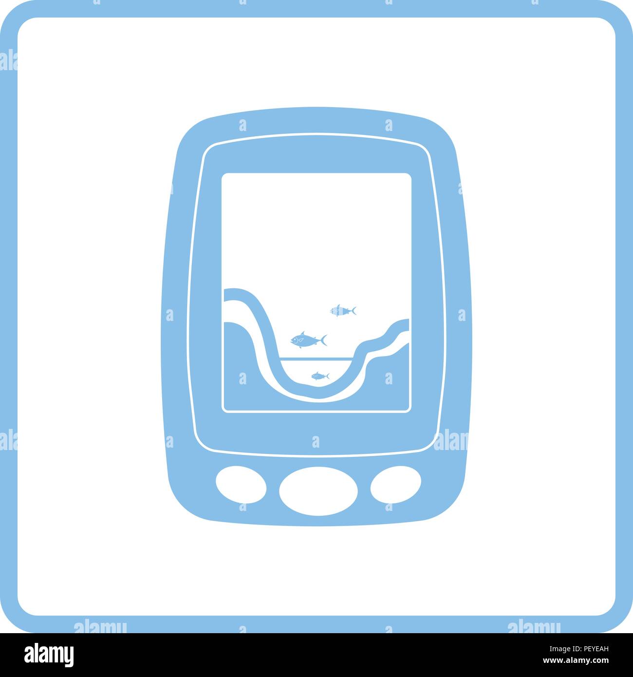 Icon of echo sounder . Blue frame design. Vector illustration Stock ...