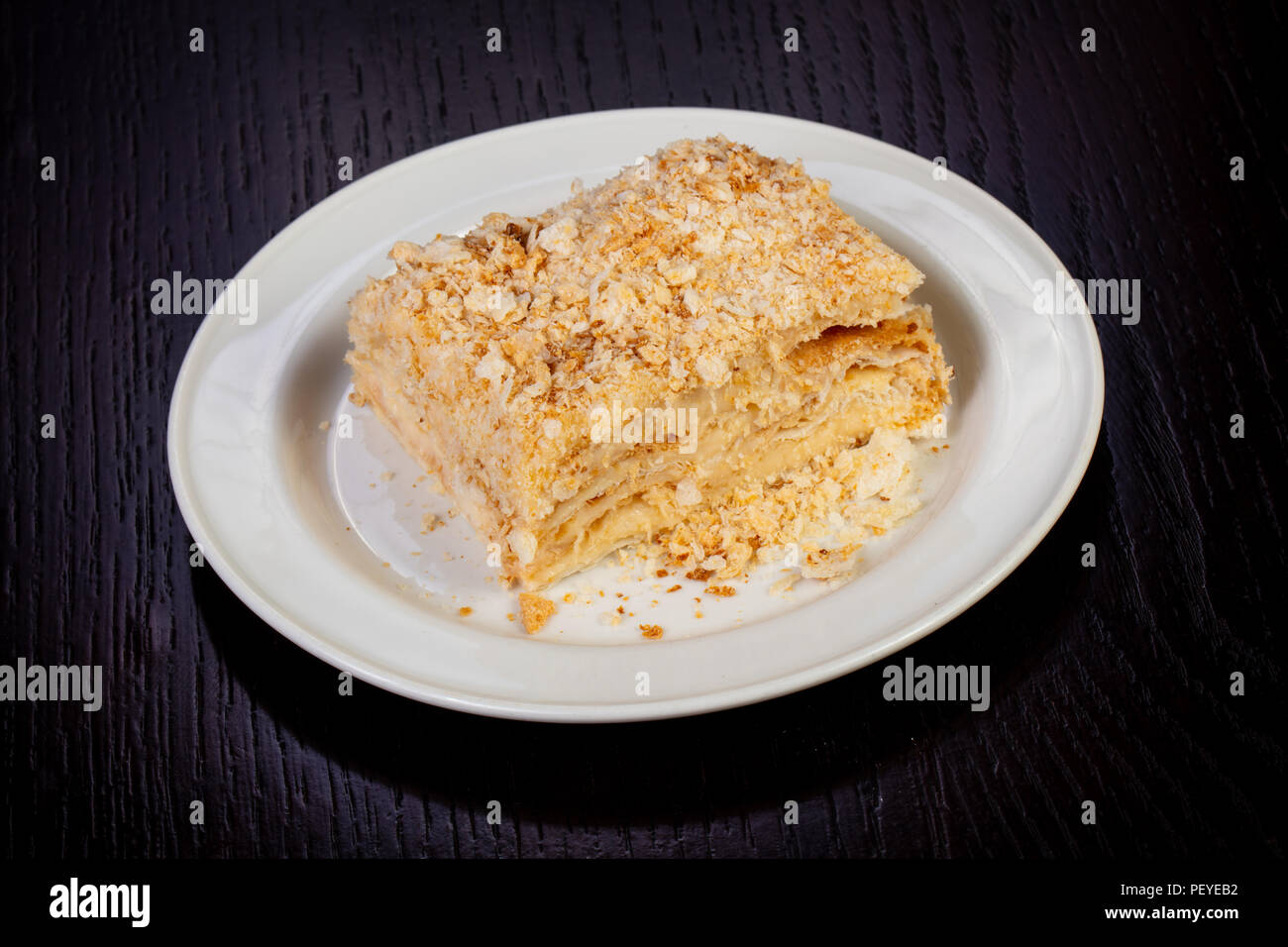 Delicious napoleon cake with cream Stock Photo - Alamy