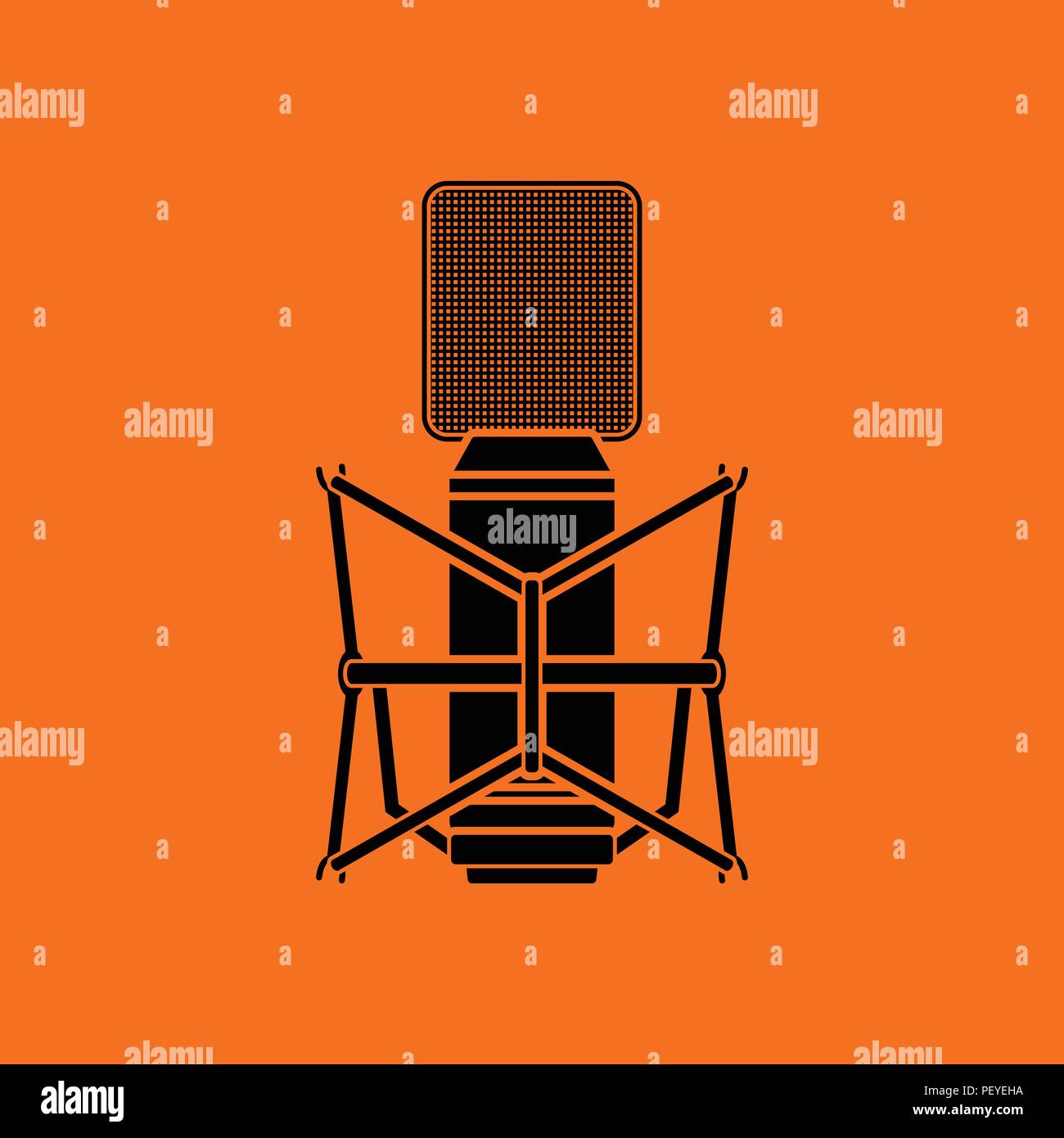Old microphone icon. Orange background with black. Vector illustration ...