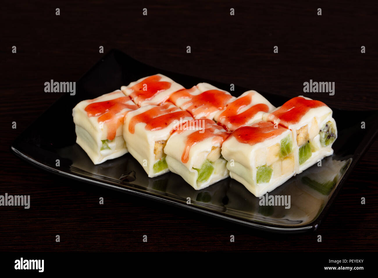 Japanese sweet roll with fruits Stock Photo - Alamy