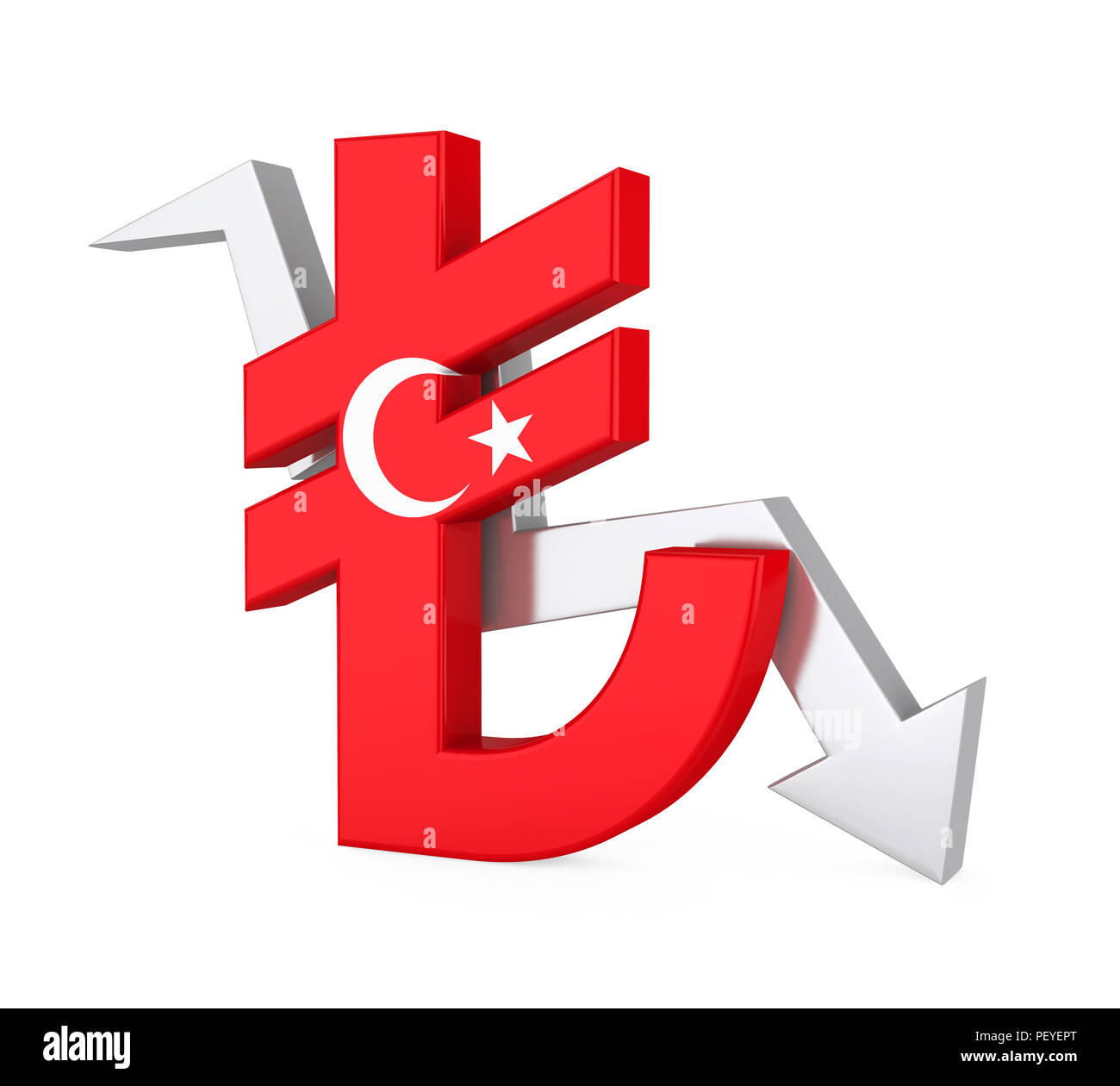 Turkish Lira Sign and Arrow Isolated Stock Photo - Alamy