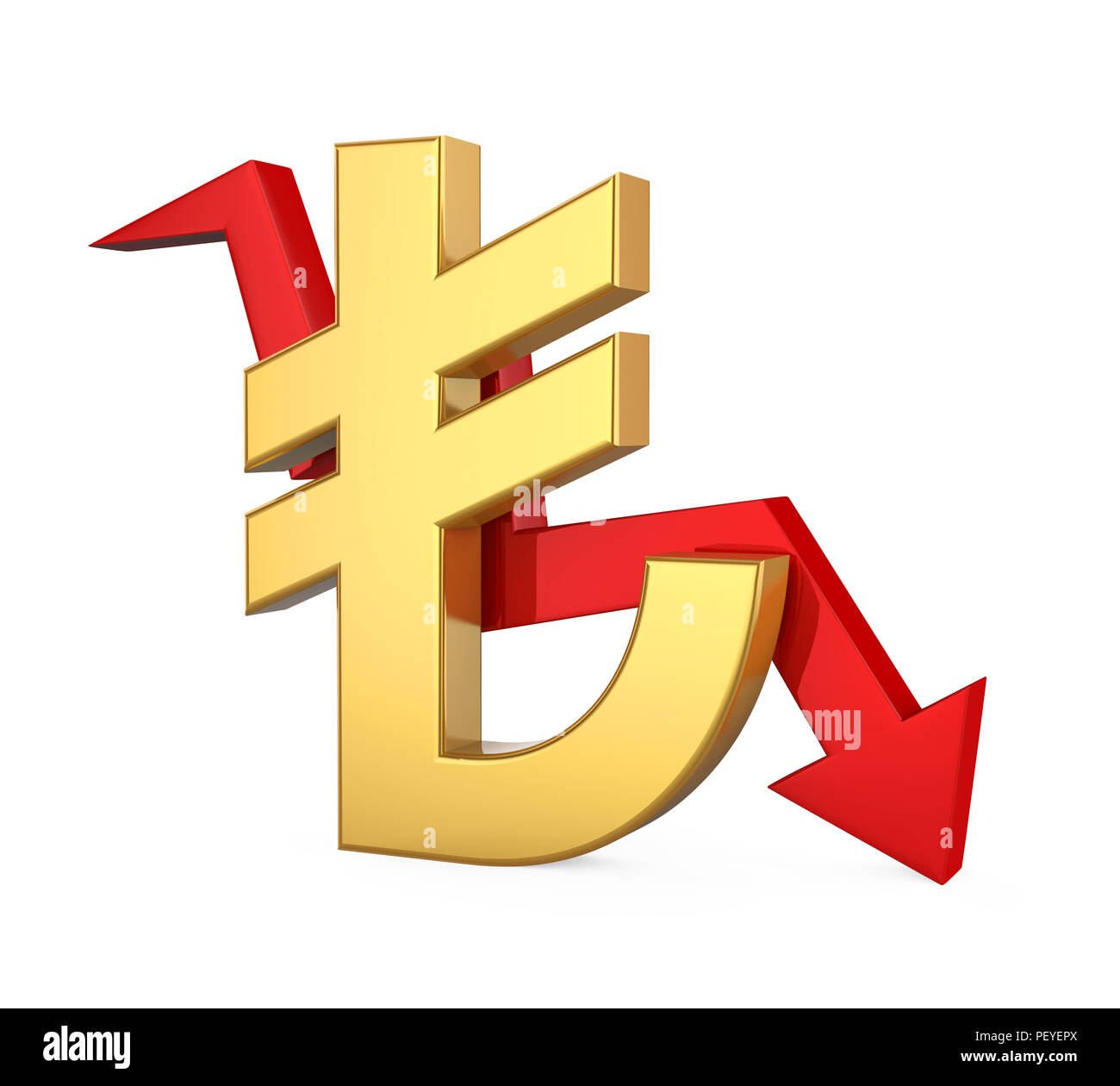 Turkish Lira Sign and Arrow Isolated Stock Photo - Alamy