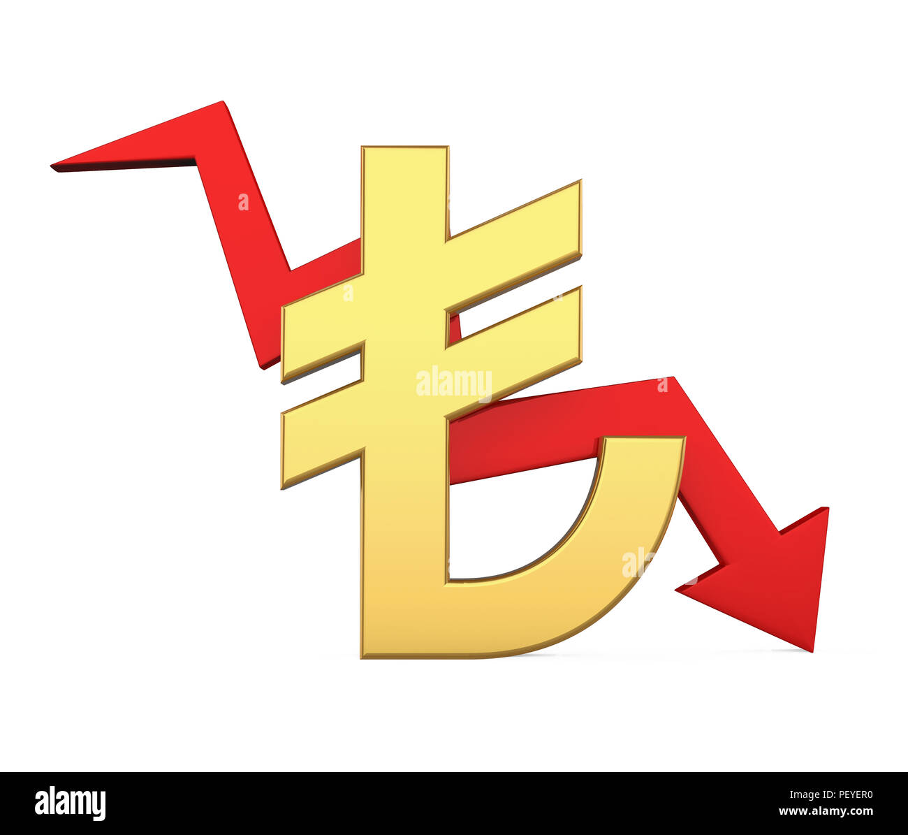 Turkish Lira Sign and Arrow Isolated Stock Photo - Alamy