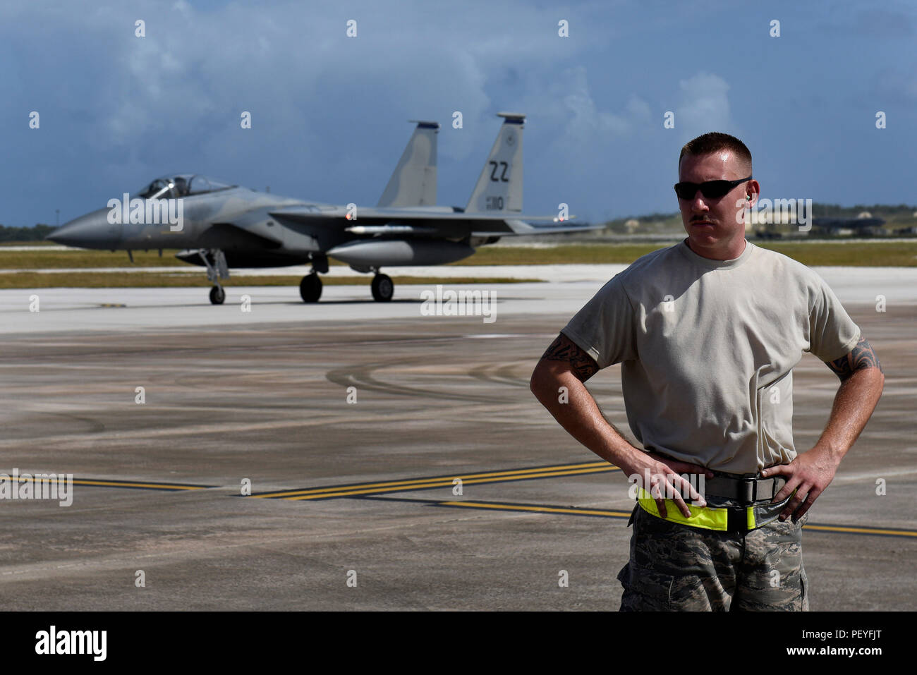 U.S. Air Force Senior Airman Joshua Miller, a crew chief assigned to ...